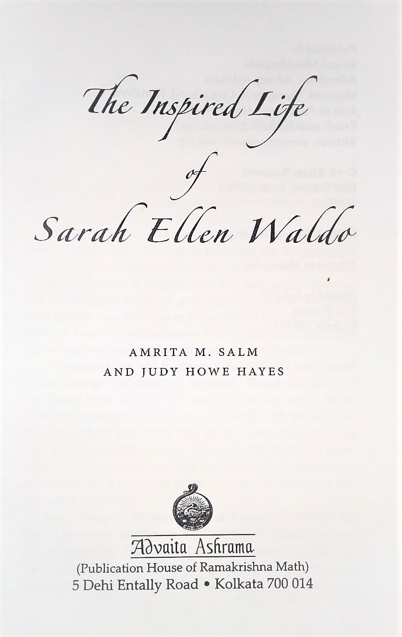 The Inspired Life of Sarah Ellen Waldo | Advaita Ashrama